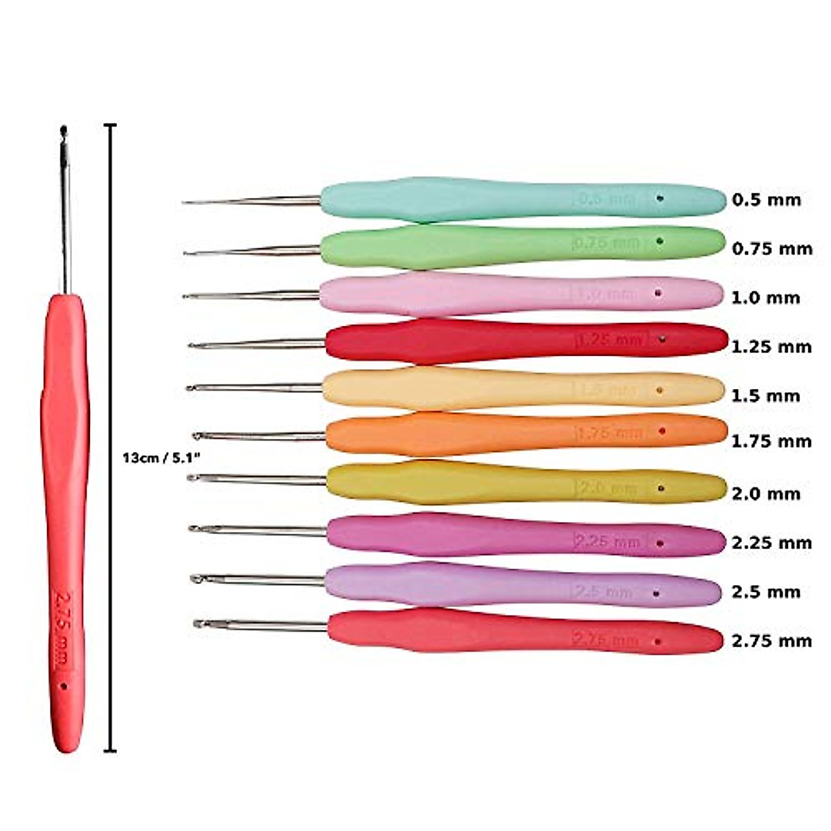 20 Sizes Crochet Hooks Complete Set,0.5mm-10mm Ergonomic Crochet Hooks with Case for Arthritic Hands