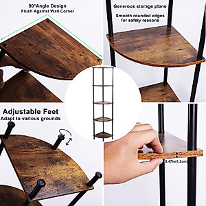 SHENGTIAN 5 Tier Corner Shelves, Multipurpose Shelving, Corner Bookshelf Plant Stand, Corner Storage for Living Room, Kitchen, Home Office
