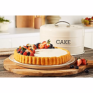 KitchenCraft Cake tin Living Nostalgia with lid 28,5x18cm, 28.5 x 18 cm, Antique Cream