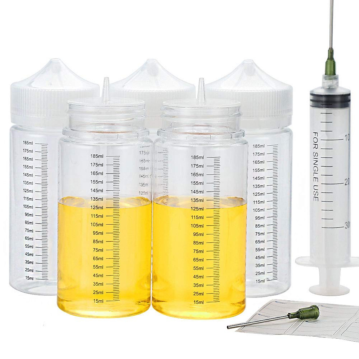 HUIZHU 5pcs 200ML Multi-functional dropping bottle precise dispensor bottle PET DIY liquid bottle Unicorn dropper bottle dispensing bottle (All transparent, 200ml x 5pcs)
