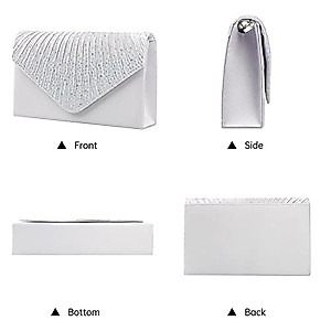 Jubileens Ladies Large Evening Satin Bridal Diamante Ladies Clutch Bag Party Prom Envelope (Silver) Small