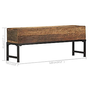 vidaXL Bench Wooden Bench Hallway Dinner Dining Entryway Bench Living Room Bedroom Home House Seating Funiture 47.2" Solid Reclaimed Wood