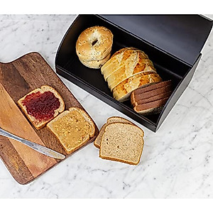 AuldHome Farmhouse Black Bread Box; Retro Vintage Style Enamel Countertop Bread Bin