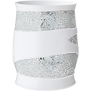Popular Bath Sinatra Modern Bath Waste Basket Modern Classic Contemporary Decorative Beautiful Designs Bathroom Decor for Home Luxury Bath, White