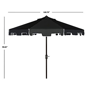 Safavieh Outdoor Collection Zimmerman Crank Market Black and White 9-inch Umbrella