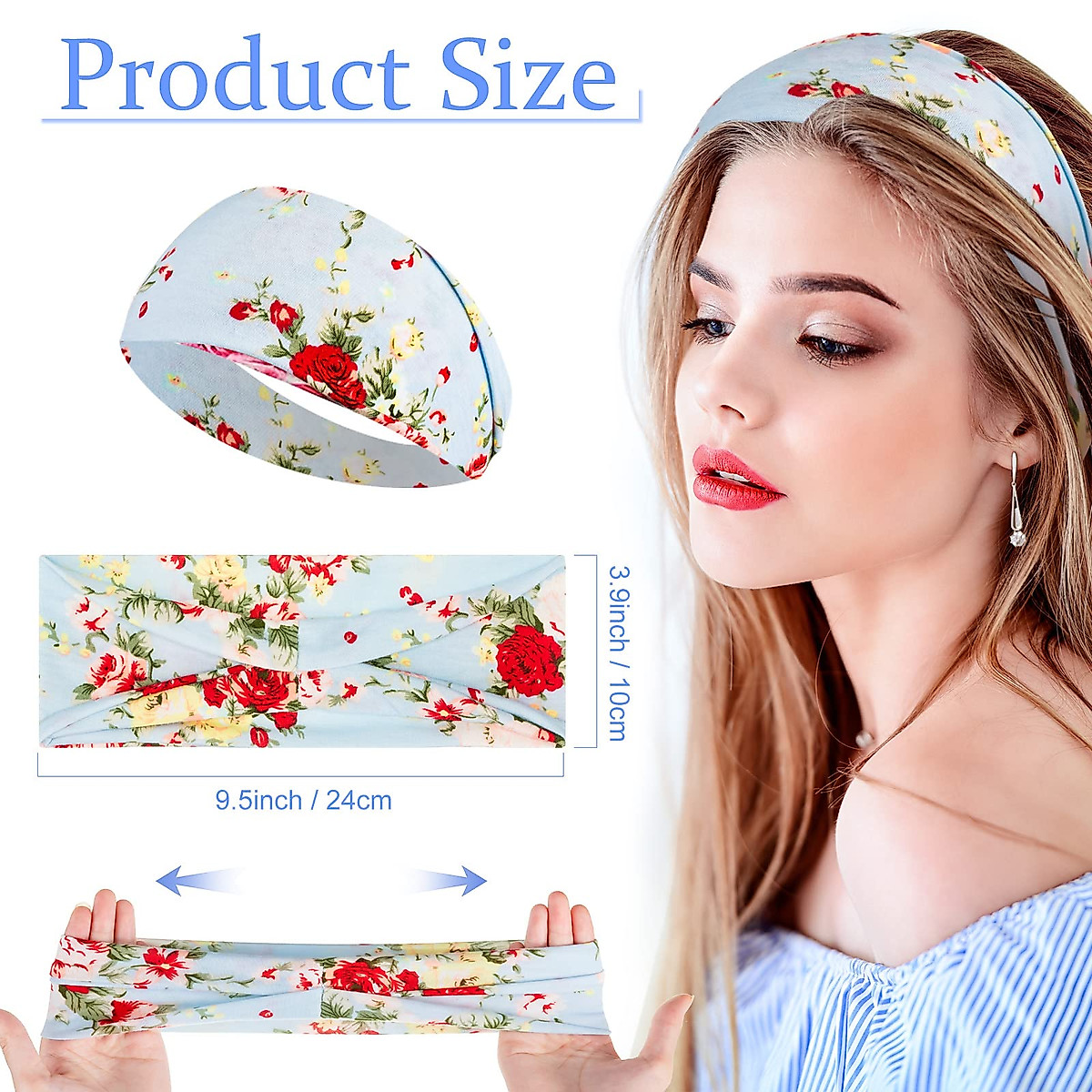 Yunsailing 36 Pcs Boho Headbands for Women - Non Slip Wide Headband for Yoga, Workout, Running - Hair Bands, Sweat Wraps, Accessories for Women & Girls