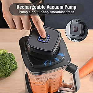 Mecity Professional Countertop Blender With Vacuum Pump, Sport Bottle, Electric High Speed Blender For Smoothie shakes Juice Soup Baby Food Frozen Fruits, LCD Display, Ice Crusher, Auto Clean, 53 Oz, 120V, 1000W