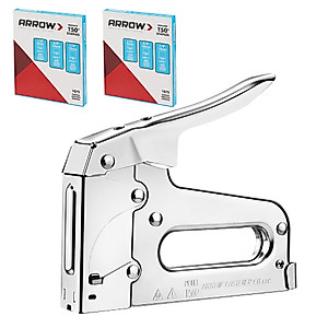 Arrow T50 Heavy Duty Staple Gun Kit, All Chrome Steel Stapler, with 3750 Pieces T50 1/4", 3/8", 1/2" Staples, for Upholstery Professional Projects