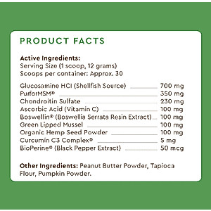 Infinite Pet Life Joint and Hip Supplements for Dogs Instant Peanut Butter Powder | 12.7 oz | Promotes Joint Health, Mobility, & Muscle Health