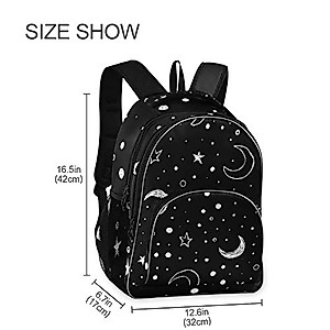 ALAZA Doodle Night Sky Moon Stars Teens Elementary School Bag Casual Daypack Book Bags Travel Knapsack Bags