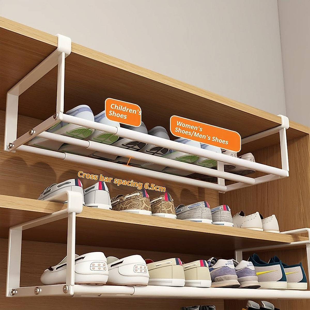 1pcs Shoe Storage Rack Retractable Shoe Cabinet Hanging Shoe Rack White Shoe Rack Expandable Shoe Rack Adjustable Shoe Rack Multifunctional Cabinet Shelf Storage Under The Shelf Hanging Shelf