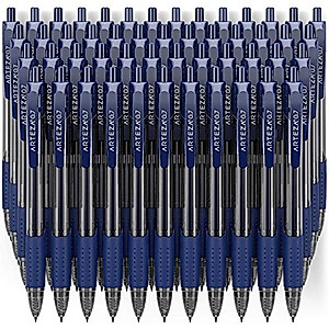 ARTEZA Gel Pens, Pack of 50 Blue Roller Ball Pens, Quick-Drying Ink, 0.7mm Medium Point, Office Supplies for Writing, Taking Notes, and Sketching