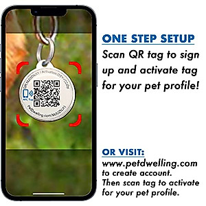 Pet Dwelling Premium QR Code Pet ID Tags - Dog Tags and Cat Tags, Connect to Online Pet Profile, Receive Instant Scanned Tag Location Email Alert(Lux Black Paw)