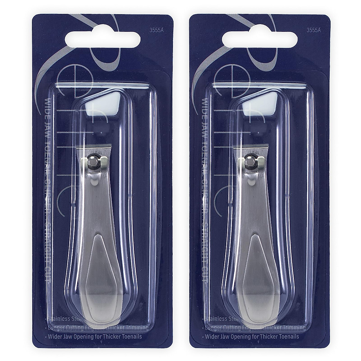 REFINE Wide Jaw Straight Cut Toenail Clipper, Stainless Steel, 2 Count