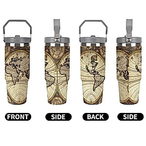 SYJTGDE Large Capacity Car Cup Ancient Map World Globe Fashionable Upgrade Car Cup Advanced And Beautiful Travel Cup