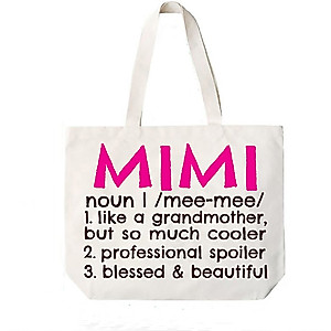 COCOVICI Mimi Tote Bag | Mimi Definition Tote Bag | Grandma Gifts | Mimi Gifts | Mimi Christmas Gift | Christmas Gift from Grandkids (Mimi Definition Pink/Black Font)