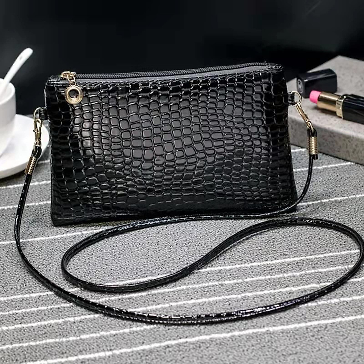 sjgtcmkj, Women's Small Messenger Bag, Small Purse and Handbag, Faux Leather Clutch, Messenger Bag with Detachable Shoulder Strap, Small