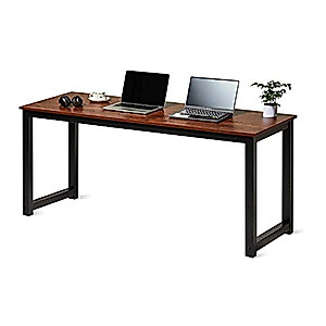 USHOW Computer Desk 63 inch Modern Sturdy Office Desk Study Writing Desk for Home Office (63 inch, Sandalwood)