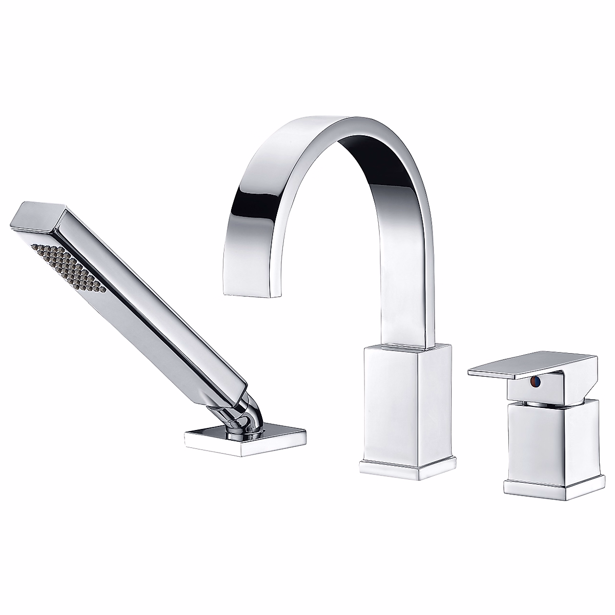 ANZZI Nite Single-Handle Deck Mounted Bathtub Filler Faucet in Polished Chrome | Modern Design Deck Mount Lavatory Tub Faucet with Handheld Sprayer and Valve | FR-AZ473