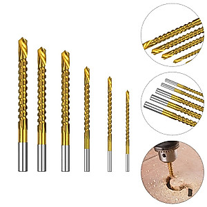 HEMOTON Cobalt Drill Bit HSS Twist Drill Bits- 6pcs 3-8mm Serrated Grooving Cutting Carpenter Side Cutting Tap Spiral Drill Bit Woodworking Wood Metal Plastic Hole Holesaw Tool Drill Bit Set