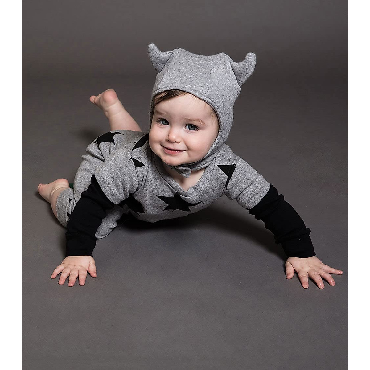 NUNUNU Baby Long Sleeve Playsuit, 100% Cotton, For Infant Boys & Girls, White - Stars, 6-12 Months…