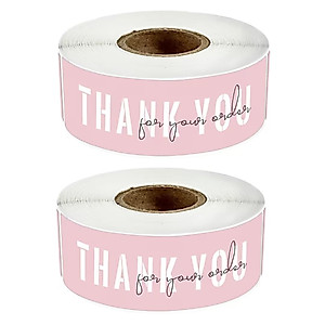 OMGREI 1x3 Inch Thank You for Your Order Stickers, Pink Thank You Stickers Small Business, Packaging for Small Business, Order, Decoration, Gifts, 2Roll with 240 Labels (Pink 01)