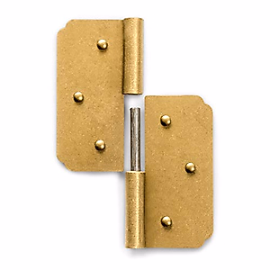 Hardware Philosophy Rounded Corner Brass Hinge 1.77 Inches - Set of 2 - Architectural, Interior Design, Doors, Furniture Cabinet Customization Hardware