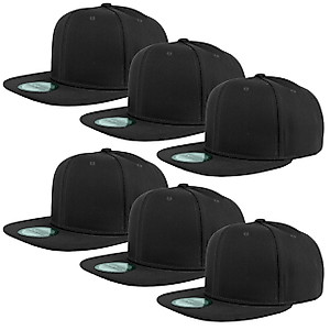 Gelante Plain Blank Flat Brim Adjustable Snapback Baseball Caps LOT 6 Pack 1500 Black