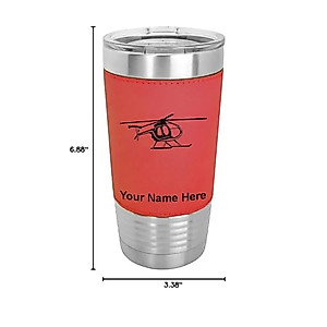 LaserGram 20oz Vacuum Insulated Tumbler Mug, Helicopter 1, Personalized Engraving Included (Faux Leather, Red)