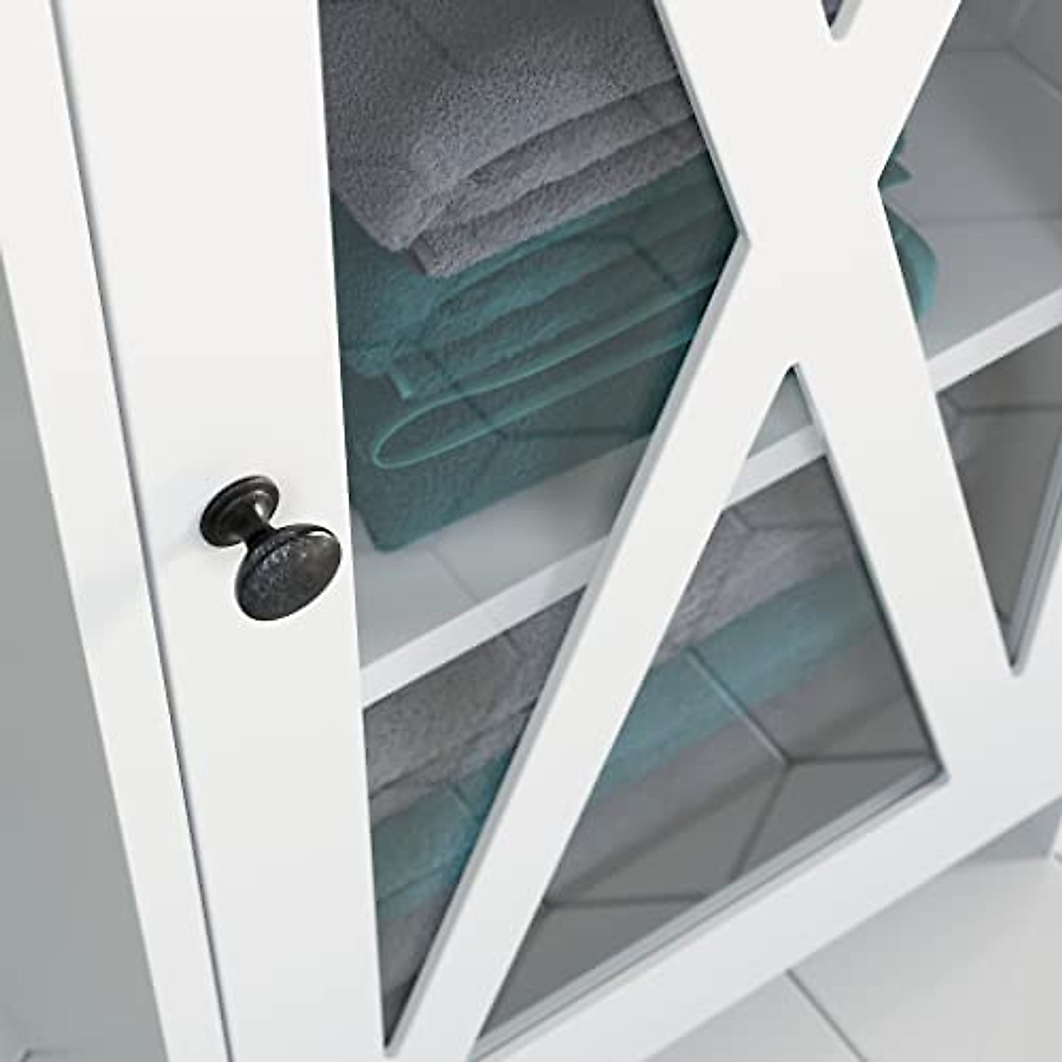 Sauder Cottage Road Linen Tower, L: 14.76" x W: 15.35" x H: 60.63", White Finish