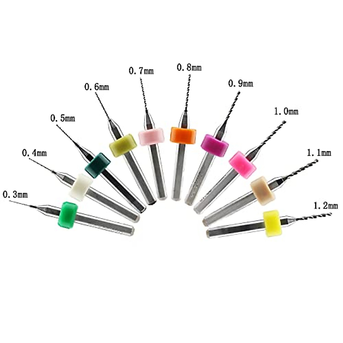 50 pcs PCB Drill bit Set, Carbide Micro Drill bit,1/8" Shank Spiral Groove，0.3mm-1.2mm (5 Pieces Each) Micro Drill bit Set, Mini Drill bits, Small Drill bits,Micro Drill bits.JTEYINH