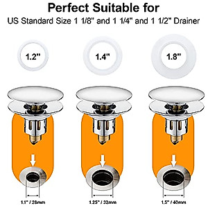 Universal Pop-Up Bathroom Sink Stopper - for 1.1~1.5 Inch Wash Basin Drain Strainer, Bounce Sink Drain Filter with Hair Catcher, Anti Clogging Stainless Steel Sink Plug, Chrome