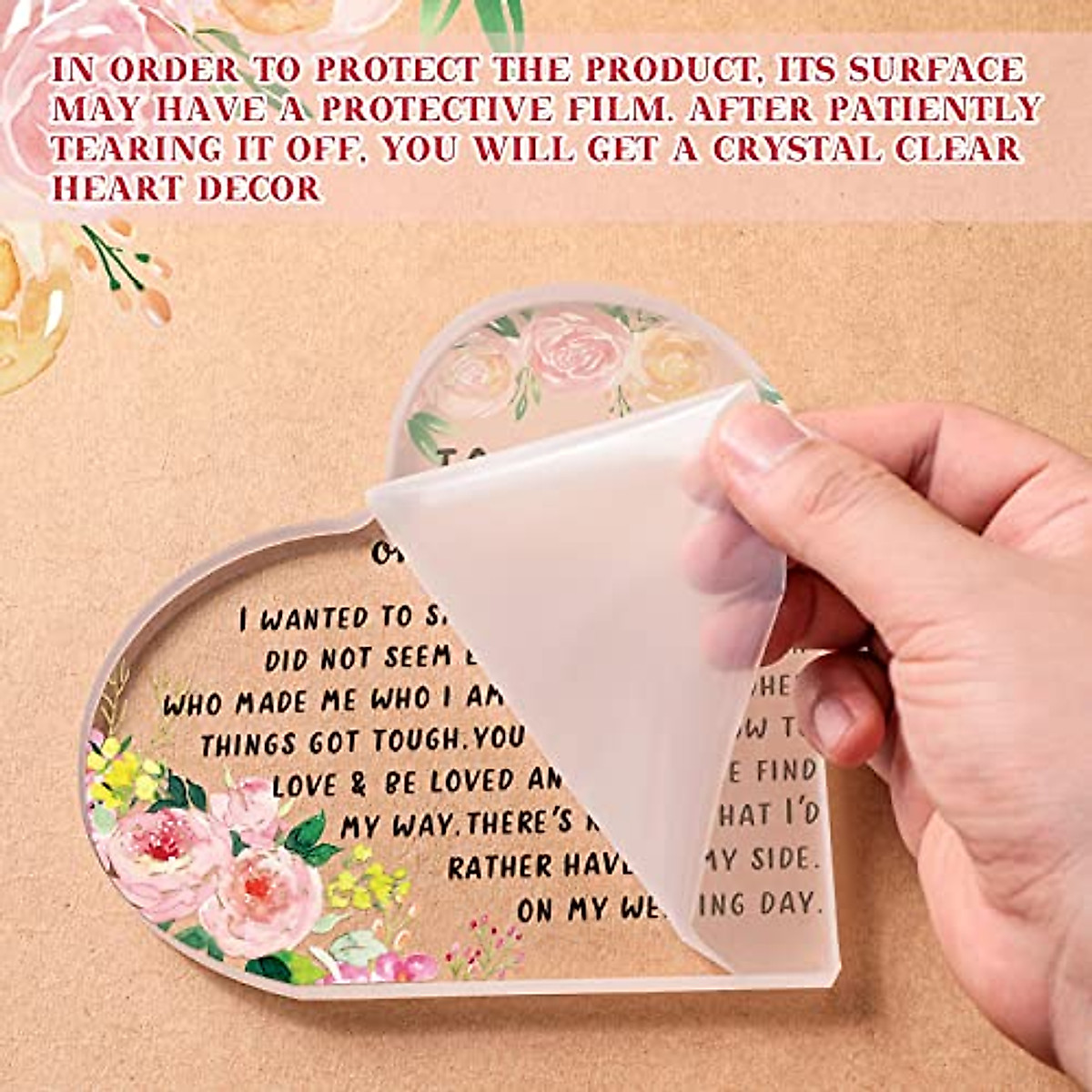 Gifts for Mother of The Bride Mother of The Bride Gifts from Daughter Thank You for Being The Best Mom Acrylic Heart Keepsake Wedding Gift from Daughter Thank You Wedding Gift (Flower)