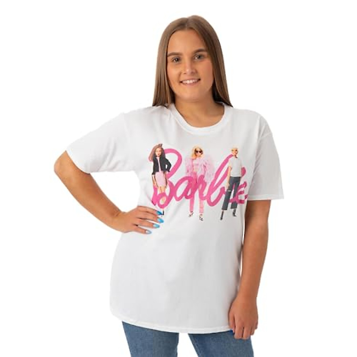 Barbie Women's Pink Logo T-Shirt | Iconic Brand | Fashionable Character Design | Comfortable Fit Movie Merchandise Gift - Small