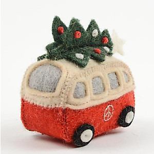 Hippie bus Christmas tree - Hand felt camper van decorations - Christmas decorations