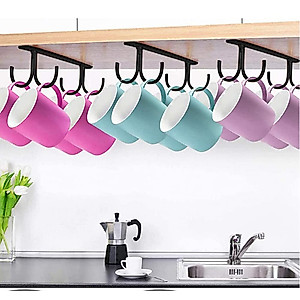 luzen 3Pcs Mug Rack Under Cabinet Metal Under Shelf Mugs Hooks Mug Coffee Cups Drying Hanging Hook Holder Metal Hangers Organizer for Mugs, Coffee Cups, Bar and Kitchen Utensils