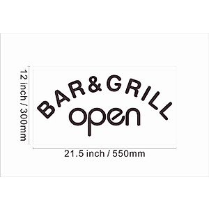 110023 Bar & Grill Open Cafe BBQ Restaurant Shop Store Display LED Light Neon Sign (21.5" X 12", 16 Colors By Remote)