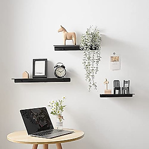 JOOM Floating Shelves, Storage Shelves, Bathroom Shelves, Wall Mounted, Aluminum (12 Inch, Black)