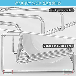 Joy Aid Plate Organizer for Cabinet, Dinner Plate Holder, Cutting Board and Lid Organizer, 8 Slots, 304 Stainless Steel