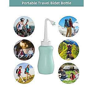 Travel Bidet Bottle,Upside Down Peri Bottle for Postpartum Care,Portable Handheld 300ml Bidet Sprayer,Travel Bag Pointed Nozzle for Personal Hygiene Care,Perineal Recovery,Outdoor-Green Bottle