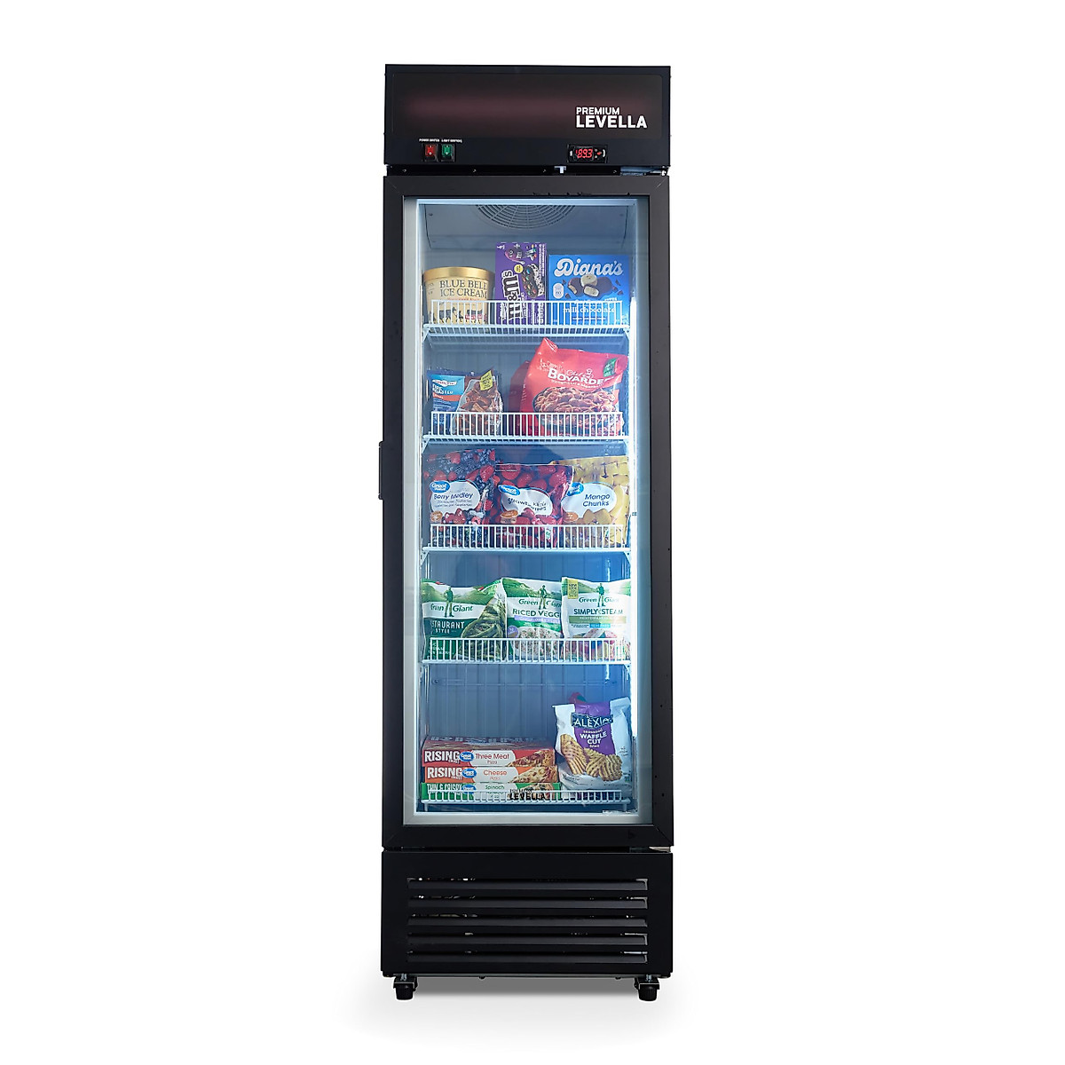 PremiumLevella PFV127DX 11.6 Cu. Ft. Frost Free Glass Door Display Freezer- Black