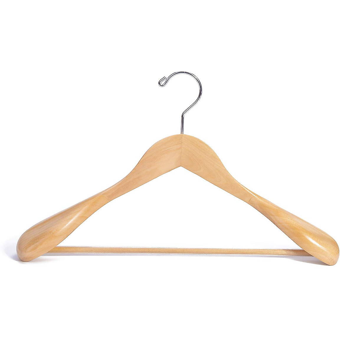 Nature Smile Wooden Suit Coat Hangers 16 inch Wood Jacket Outerwear Shirt Hangers Anti Slip Bar with Screw 6 Pack (Natural)