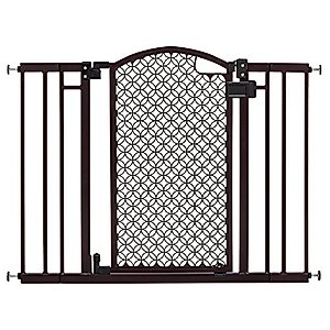 Summer Modern Home Walk-Thru Safety Pet and Baby Gate, 28"-42" Wide, 30" Tall, Pressure or Hardware Mounted, Install on Wall or Banister in Doorway or Stairway, Auto Close Door - Espresso