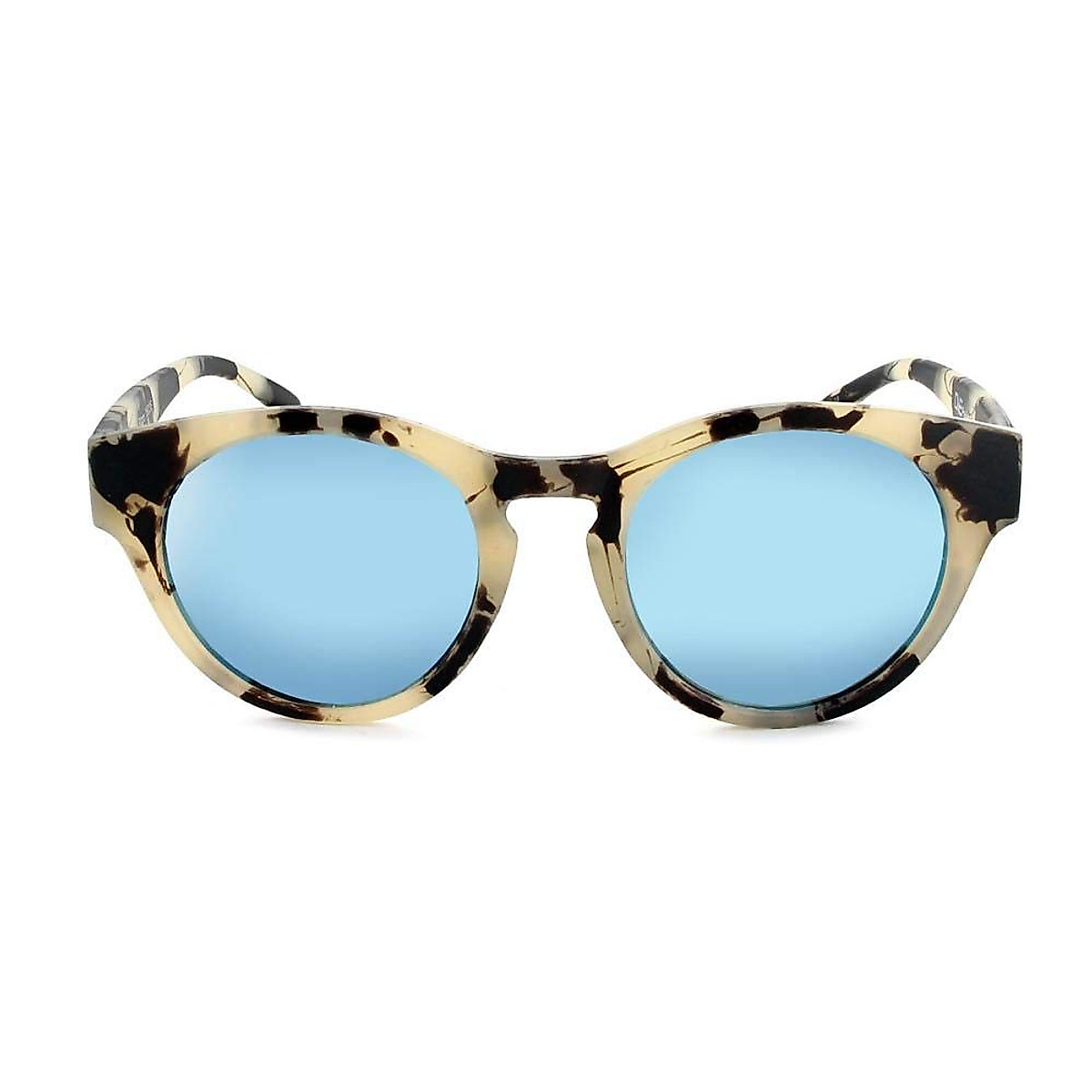 Optic Nerve - 2022 Premium & Affordable Polarized Oversized Sunglasses for Women, Rizzo Edition with Matte Beige Marble Frame/smoke/Ice Blue Mirror Lens