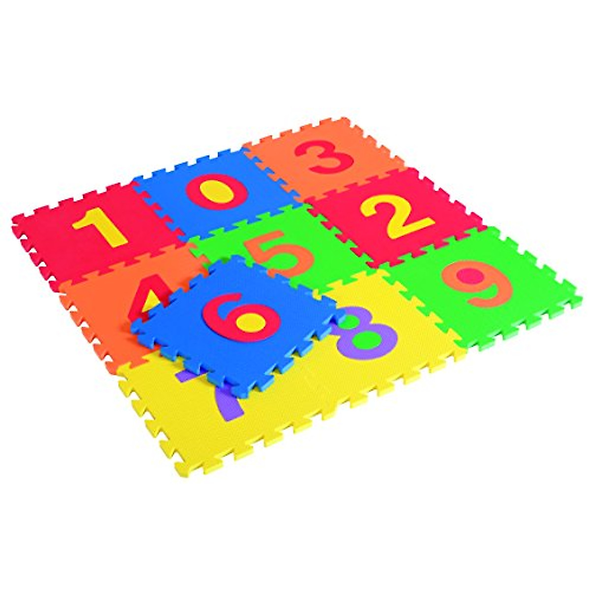 Kids Play Mat - Numbers And Animals Foam Floor Matt - 10 Interlocking Pieces To Develop Children's Motor Skills And Color Recognition