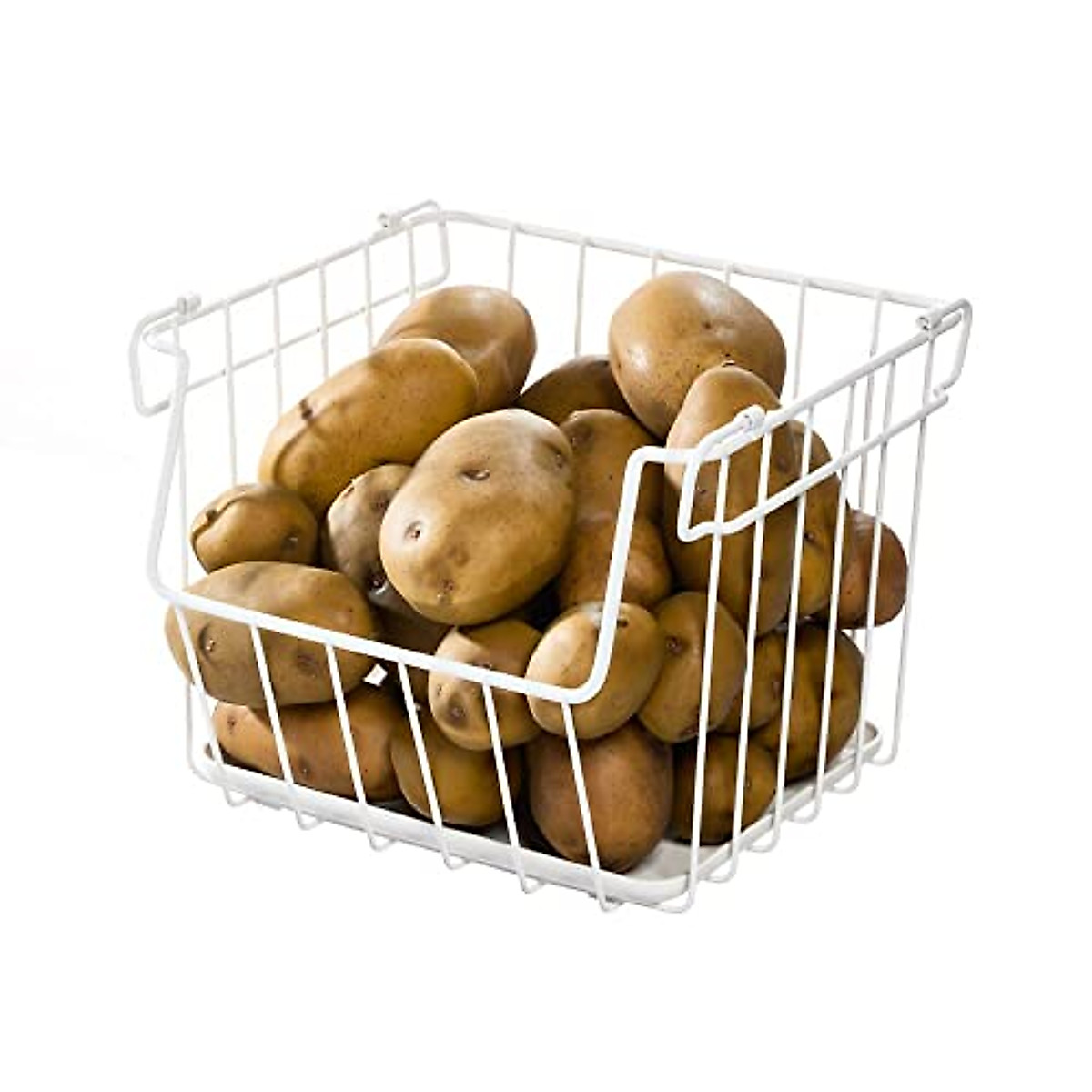 iDesign RPP Wire Medium Potato Storage Bin, Coconut
