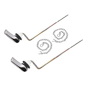 Jwodo Toilet Handle Replacement Kit, Chrome Finish Side Mount Toilet Trip Levers with Seal Gasket and Nut, 2Pcs Stainless Steel Flapper Chains, Universal Replacement for Most Side Mount Toilets