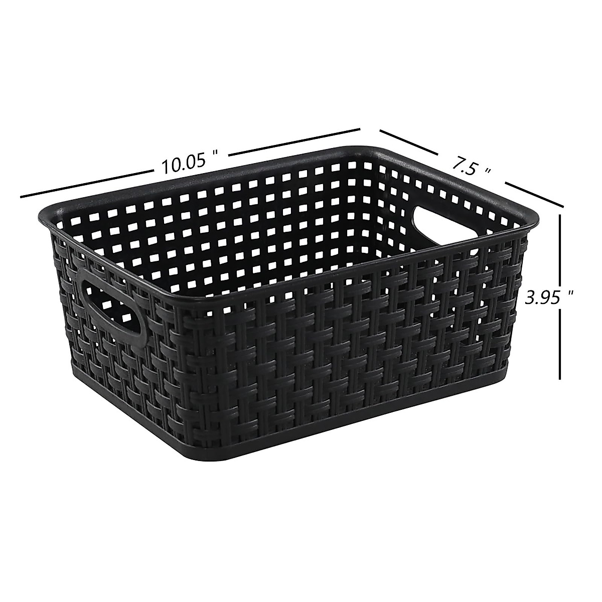 Sandmovie Black Plastic Rattan Storage Baskets, 6 Packs