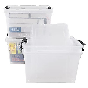 Afromy 4-Pack 35 Quart Plastic Storage Bins with Lid, Latching Stackable Utility Tote, Clear