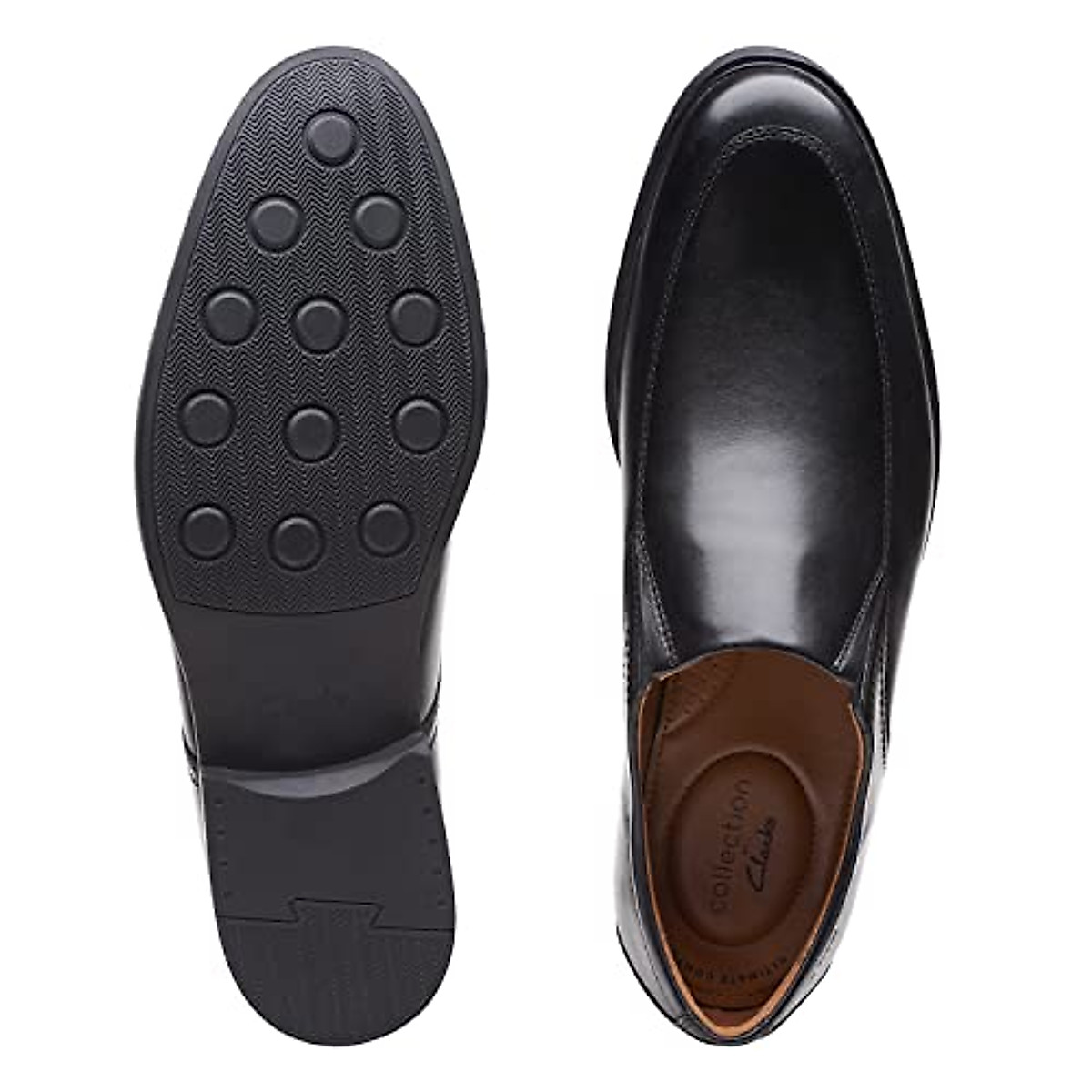 Clarks Men's Whiddon Plain Loafer, Black Leather, 9.5 Wide